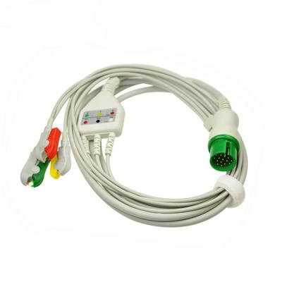 China Spacelabs ecg cable, 5 lead clip ECG cable and leadwires, one piece ecg cable for sale