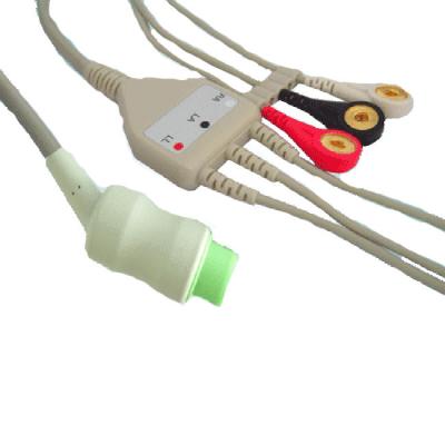 China Siemens 10pin 3 lead clip ECG cable and leadwires, one piece TPU ECG cable for patient monitor for sale