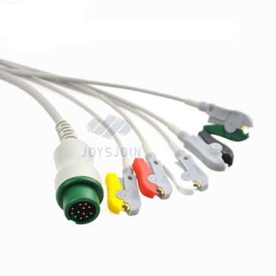 China Compatible Mindray T5/T8 5 lead ECG cable clip style, IEC standard TPU cable for sale