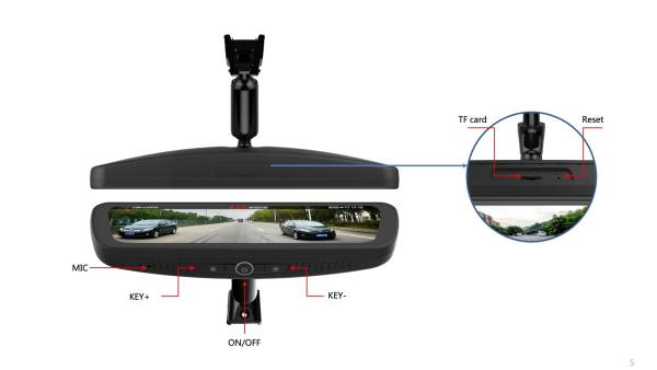high definition Reverse Camera Rearview Mirrorr Front And Rear Video Rearview Mirror