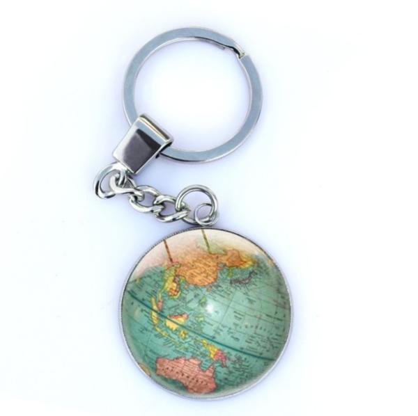 Quality Round Metal Palestine Map Key Chain Earth Map Keychain for sale
