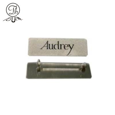 China Engraved Name Plate Pin Metal Badges for sale