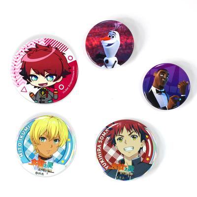 China Round Pin Badge Button Badge Tin Material Blank Metal Printed Tinplate Round Shape Button Badges Supplier Tin Flashing for sale