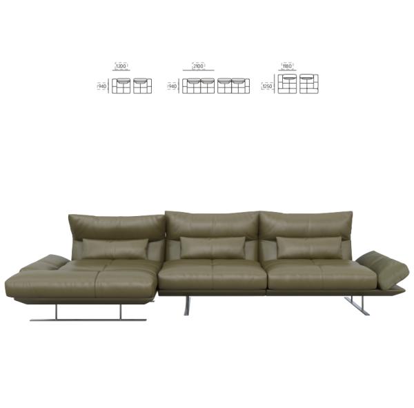 Quality Large Suspended Metal Leg Designer Leather Sofa for Apartments Villas Hotels for sale