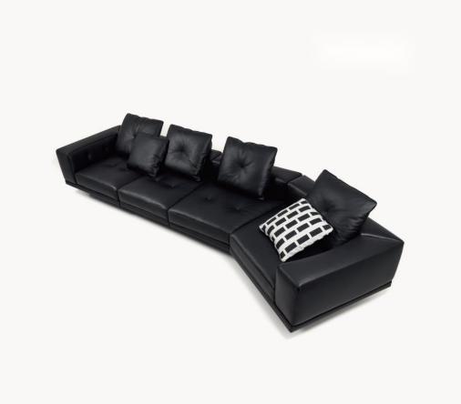 Quality Pull Button Layer Cowhide Tofu Block Sofa Modern Leather Apartment Villa Hotel for sale
