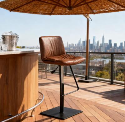 China Adjustable Lounge Chair Stylish Leather Bar Stool Cafe Hotel Counter Height Stool for sale