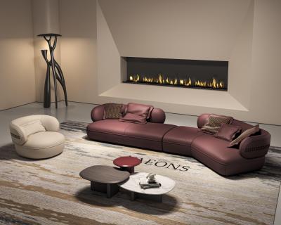 China Light Luxury Leather Straight Row Sofa Combination Modern Living Room Furniture for sale