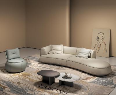 China Curved Leather Noble Consort Sofa Combination Modern Leather Sofa Hotel Furniture for sale