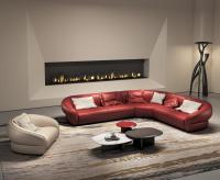 Quality Wine Red Top Layer Cowhide Curved Sofa Combination Modern Leather Sofa for sale