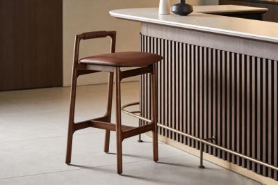 China Modern Style Leather Wooden Bar Stools Hotel Commercial Counter Height Stool for sale
