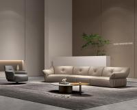 Quality Modern Luxury Leather Straight Back Sofa Combination Contemporary Living Room for sale