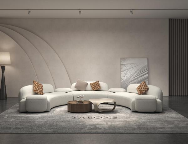 Quality Modern Cream White U-Shaped Modular Living Room Combination Luxury Fabric Sofa for sale