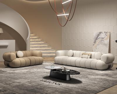 China Modern Cream Warm Brown Segmented Combination Sofa Luxury Fabric Sofa for sale