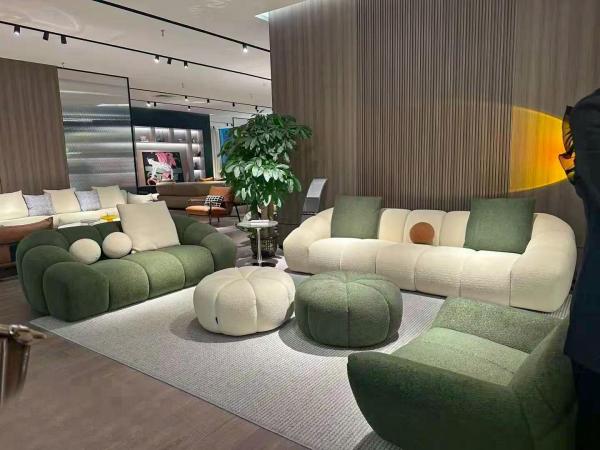 Quality Internet Famous Pumpkin Fabric Bubble Sofa Set Sage Green Cream White for sale