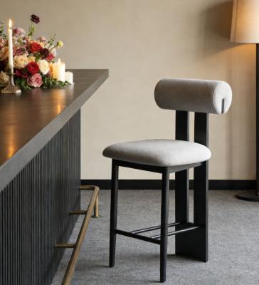 China Luxury Cylindrical Back Bar Chair Solid Wood Frame Barstool Kitchen Restaurant Counter Height Stool for sale