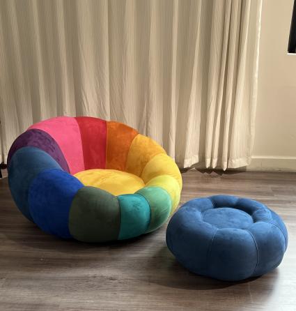 Quality Rainbow Colored Pumpkin Shaped Compression Sofa Apartment Furniture for sale