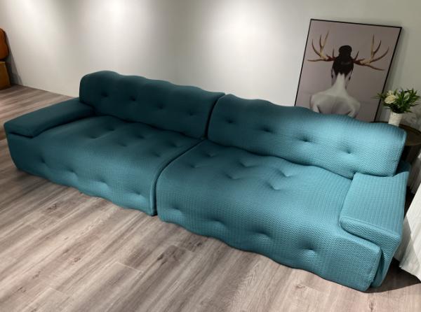 Quality Roch Burger Compression Sofa Apartment Furniture Wavy Design Deep Blue Green for sale