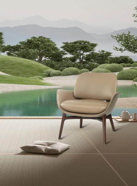 Quality Italian Minimalist Solid Wood Leather Lounge Chair Modern Design Lazy Chair for sale