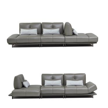 Quality Modern Adjustable Backrest Function Sofa Dark Gray Leather Modular Design for sale