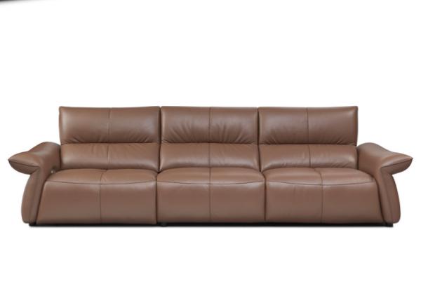 Quality Modern Antique Style Electric Sofa Italian Caramel Brown Leather Power Recliner for sale