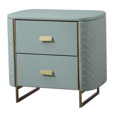 China Light Luxury Rock Board Soft Package Bedside Table With 3 Drawer Storage for sale
