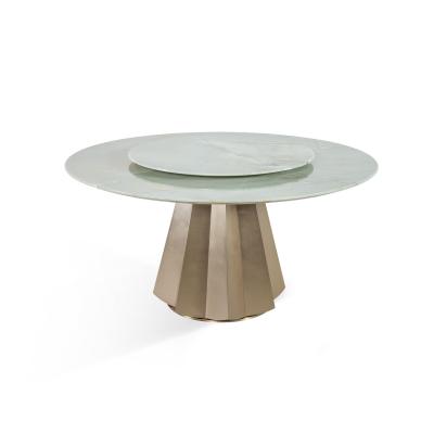 China Natural Stone Dining Table Round Table with Lazy Susan Contemporary Dining Table for sale