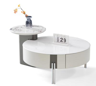 China Modern Light Luxury High Low Combination Storage Coffee Table Microcrystalline Stone for sale