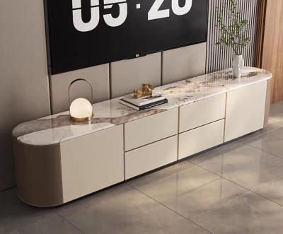 China Minimalist TV Cabinet Coffee Table Combination Rock Panel White TV Cabinet for sale