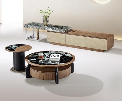 China Modern Luxury TV Cabinet Coffee Table Combination Marble Tv Cabinet And Coffee Table for sale