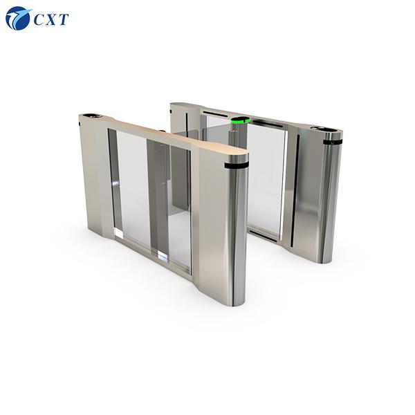 Automated turnstile system front view showing sleek design