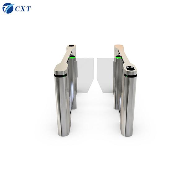 Automated turnstile system side view showing installation details