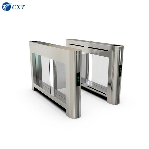 Speed Gate with stainless steel housing showing bi-directional access