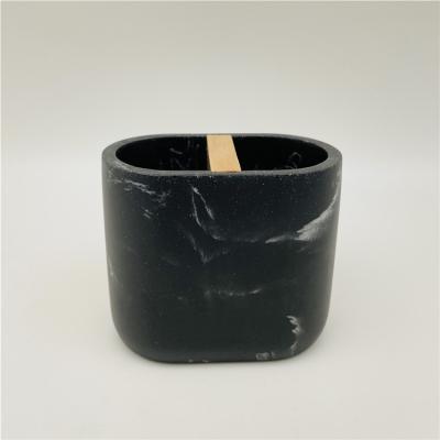 China Black Waterdrop Shape Polyresin Bath Countertop Set Marble Print Pattern for sale