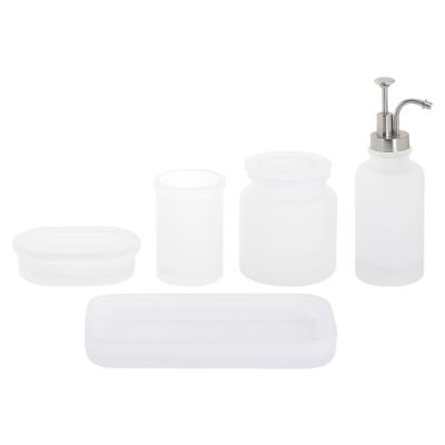 Glass Hotel Home Bath Contourntop Set Vintage Bianco Frosted Sostenibile