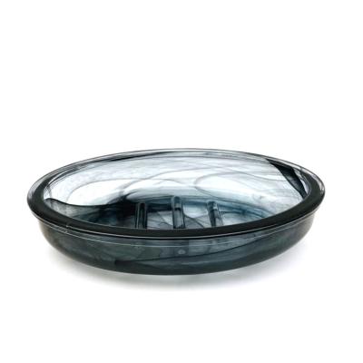 China 4pcs Glass Bath Countertop Set Use In Hotel Home Bathroom Cloudy Black for sale