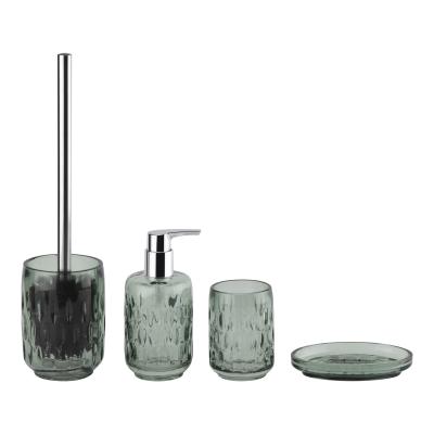 Ronde groene glas badkamer accessoires Set douche tandenborstel houder met jumbo punten en diamanten accenten