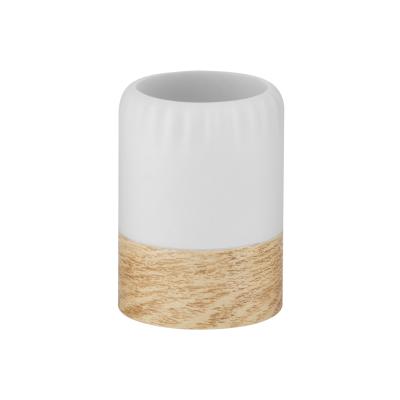China Fauxwood Polyresin BathCountertop Set With Sand Stone White Round Shape for sale