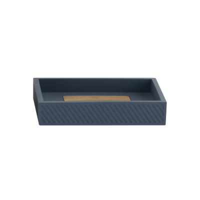 China Square Polyresin Bathroom Accessories Set With Laser Bamboo Letter for sale