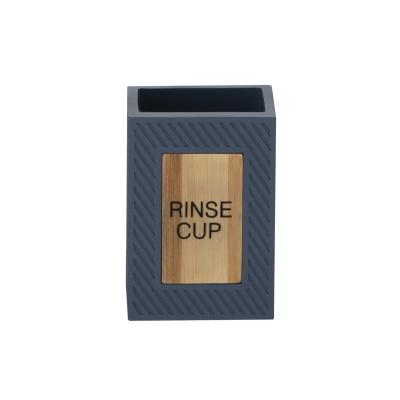 China Square Polyresin Bathroom Accessories Set With Laser Bamboo Letter for sale