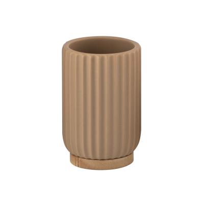 Cina Strisci verticali di khaki accessori di bagno in ceramica set parti d'oro spumante dispenser di sapone in ceramica in vendita