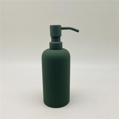 China Dark Green Ceramic Bath Accessories Set Soft Touch Finish Commercial Hand Soap Dispenser for sale