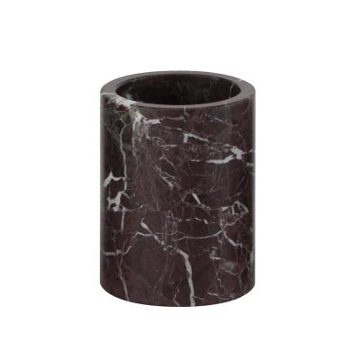 Cina Accessori da bagno di marmo viola Set rotondo Dispensatore di sapone per mani di marmo Vene bianche in vendita