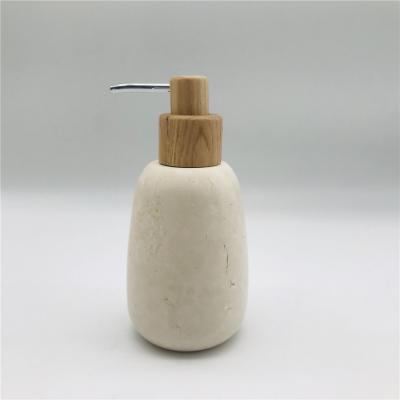 Cina SAGO Crema marmo accessori per il bagno Set di pietra naturale Dispensatore di sapone a goccia di marmo in vendita