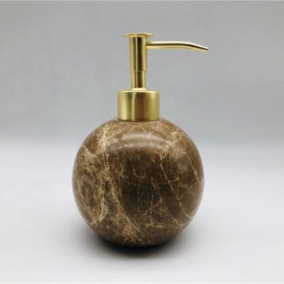 Cina Accessori da bagno in marmo scuro Emperado Set Borsa da denti in marmo a forma di palla con parti in oro in vendita