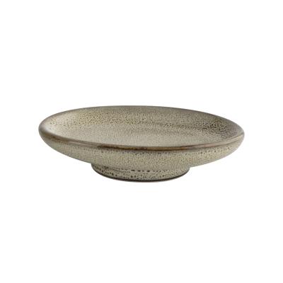 Cina Accessori da bagno in ceramica a forma rotonda Set Dispenser per sapone in ceramica OEM con parti nere in vendita