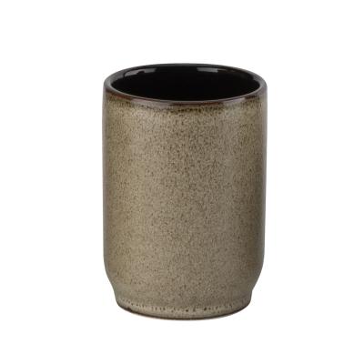 Cina Accessori da bagno in ceramica a forma rotonda Set Dispenser per sapone in ceramica OEM con parti nere in vendita