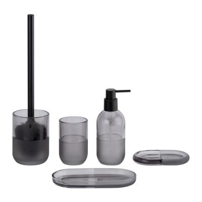 Accessoires de vanité de salle de bain en verre gris Ensemble ronde de cinq pièces avec une plaque à savon pour la douche
