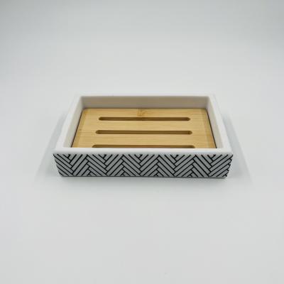 China White Polyresin Bathroom Products With Black Arrow Wood Part Household New Products for sale