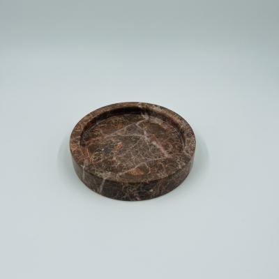 Cina Bagno set marmoreo marrone di natura marmo rotondo dispenser di sapone per mani bagno accessori del bancone set in vendita