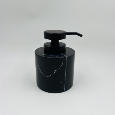 Cina Natura Nera Con Nero Margiua Bagno In Marmo Confezione Rotonda Dispensatore Di Sapone Per Mani In Marmo in vendita